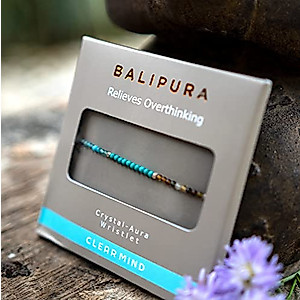 BALIPURA - Clear Mind Aura Bracelet Gift for Women (2mm Small Beads) - Beaded Crystals Apatite, Color Tourmaline and Turquoise, 925 Solid Silver Spacer - Precious Gemstones Healing Crystal