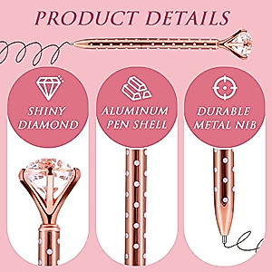 TIESOME 8pcs Rose Gold Ballpoint Pen Set, 1.0mm Liquid Sand Glitter Metal Crystal Diamond Pen Black Ink Smooth Writing Pens Gifts for School Office Desk Supplies