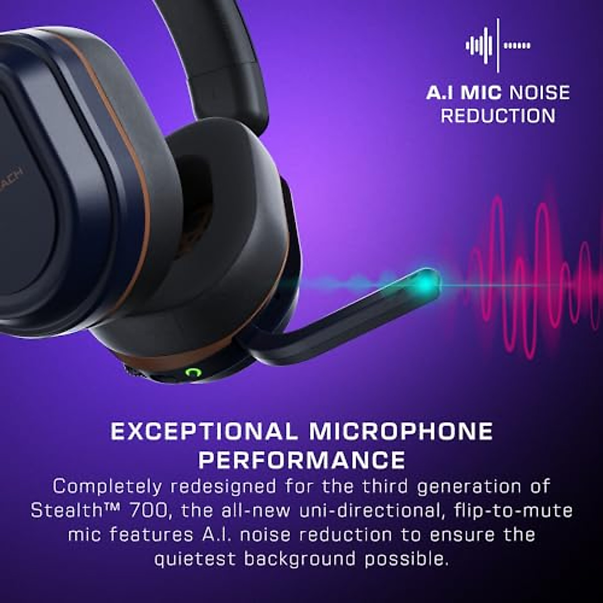 Turtle Beach Stealth 700 Gen 3 Wireless Multiplatform Amplified Gaming Headset for Xbox Series X|S, Xbox One, PC, PS5, Mobile – 60mm Drivers, AI Noise-Cancelling Mic, Bluetooth, 80-Hr Battery – Cobalt