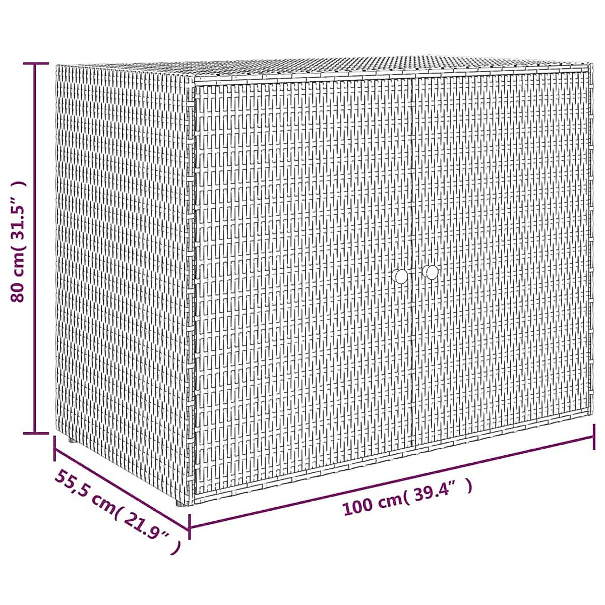 GOLINPEILO Outdoor Garden Storage Cabinet, Large Patio Storage Cabinet Garden Storage Container for Lawn Backyard, Black 39.4"x21.9"x31.5" Poly Rattan-B