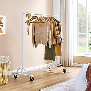 Hoctieon 2-Set Z Rack Set of 2, Rolling Clothing Racks with Z-Base, Heavy Duty Garment Racks Set of 2, Clothes Rack on Wheels With Brakes, Clothes Organizer Rack Set of 2, White