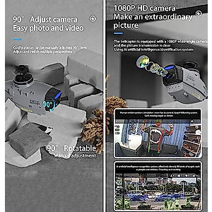 UJIKHSD RC Drone (AI Smart Version) Single Propeller Without Ailerons With 90° Adjust Camera 6-axis Gyro Stabilization 5G Optical Flow RC Airplane Altitude Hold Girls Adults