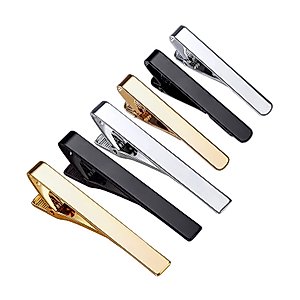 Classic Style Men's Tie Clips, Viaky Neck Ties Necktie Bar Pinch Clip with Gold Silver Black 3 Tone, Best Gifts for Your Father, Lover and Friends in Xmas, Anniversary, Wedding, Party, Meeting