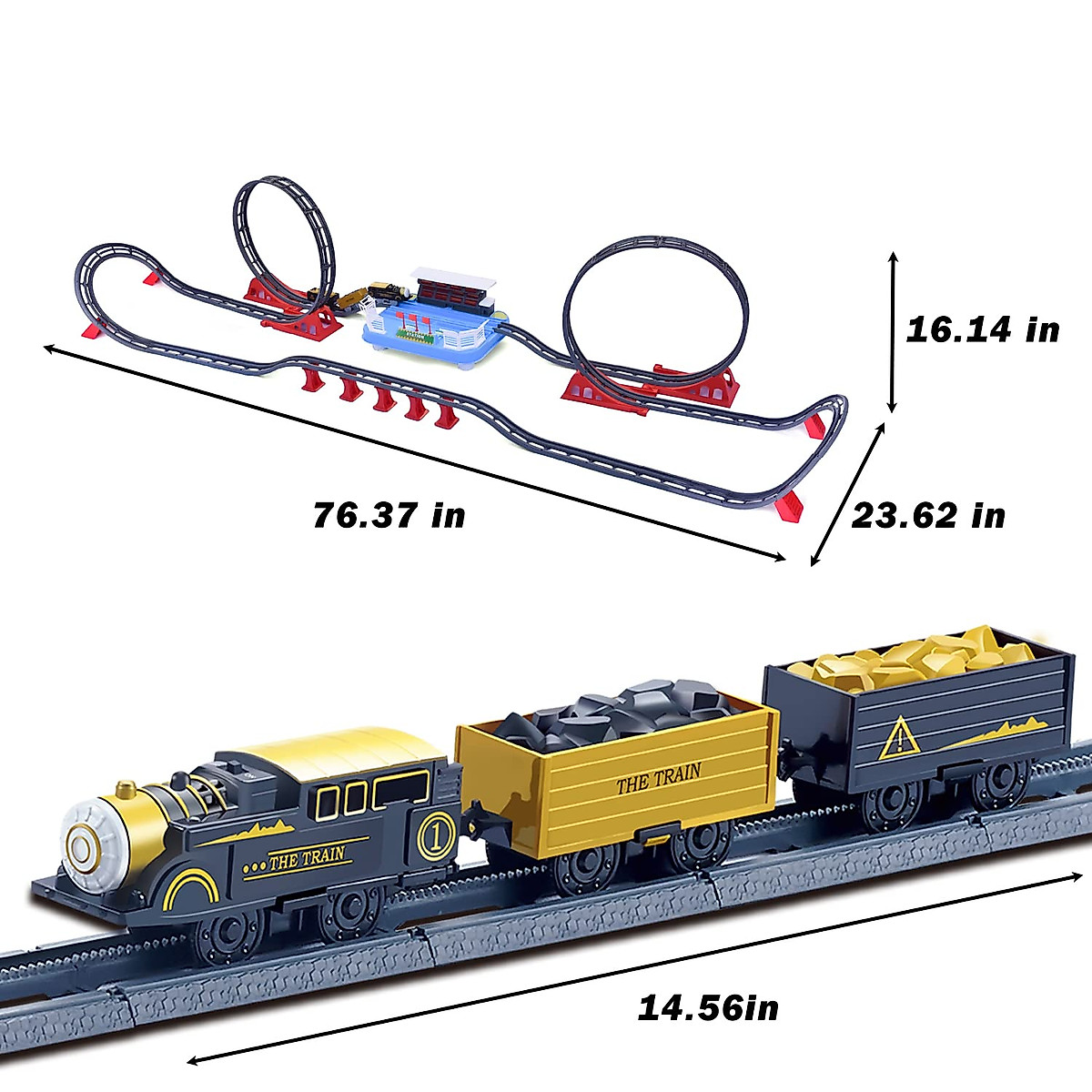 FUN LITTLE TOYS 78PCS Train Set Toys for Kids, Flexible Railway Tracks Roller Coaster Playset, Batteries Operated Toy Train with Light and Sound, Gift for 3 4 5 6 Years Old Toddlers Boys and Girls