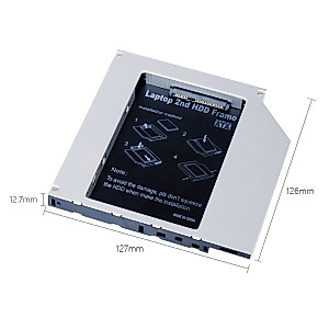 QUMOX Laptop 2nd HDD SSD DVD Bay Caddy Adapter for 2.5''/12.7mm Universal CD/DVD-ROM SATA to SATA Hard Drive External Enclosure