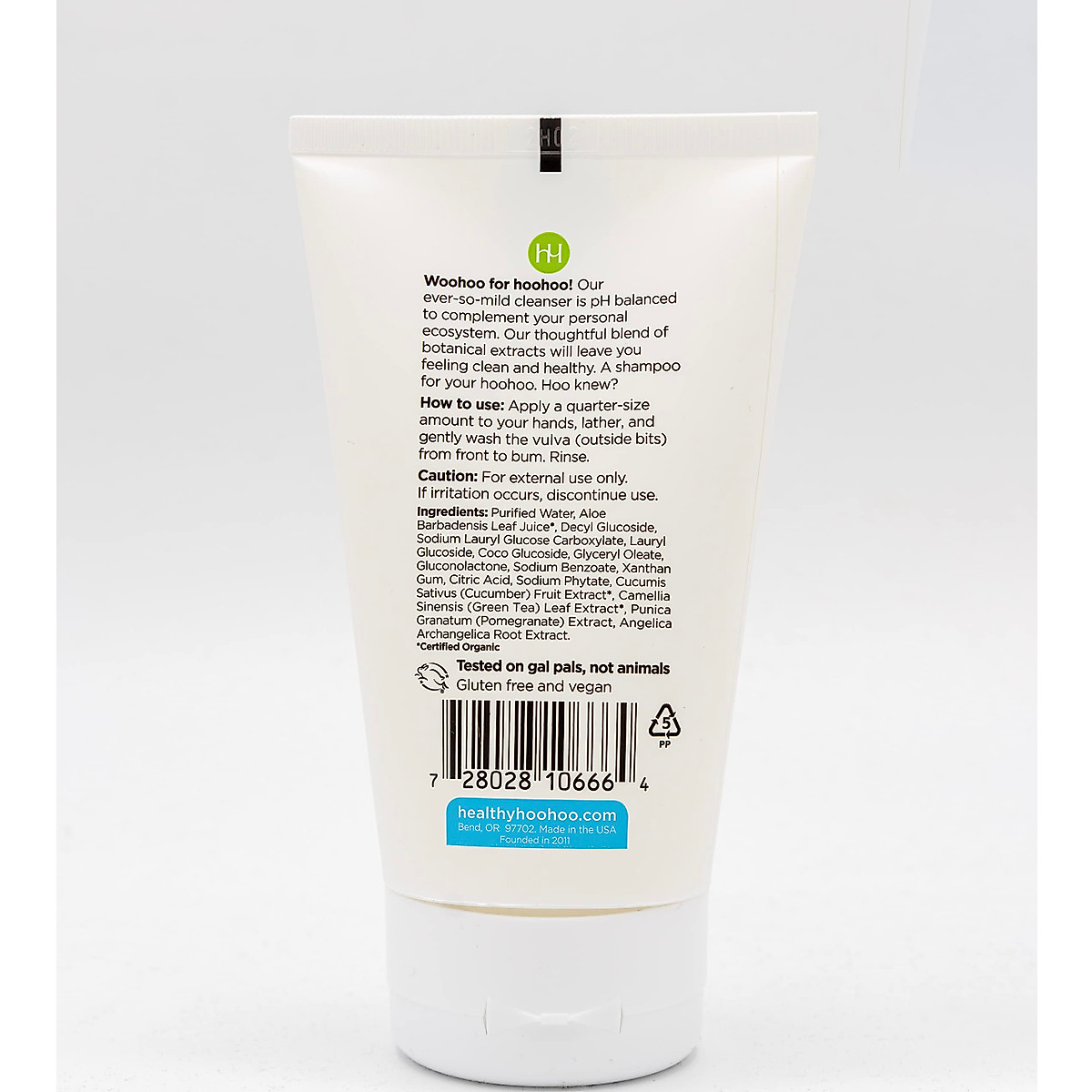 Healthy Hoohoo Gentle Feminine Wash for Women, pH Balanced Vulva Cleanser for Sensitive Skin, Plant Based Natural Hygiene, Unscented Vaginal Soap, Paraben and Glycerin Free (4 fl oz)