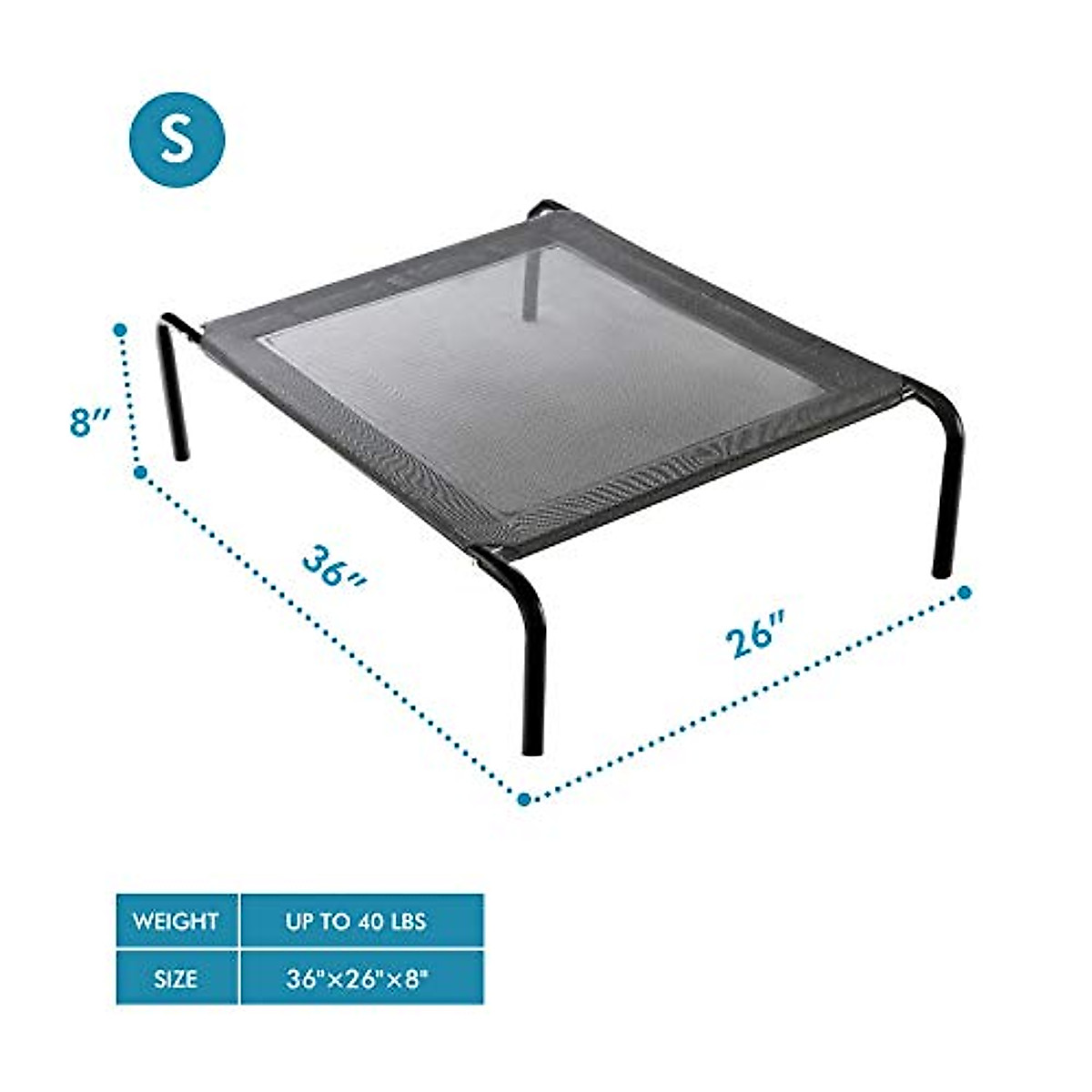 Western Home Elevated Dog Bed cot, Raised Portable Pet Beds for Extra Large Medium Small Dogs with Breathable Mesh, Indoor and Outdoor, Stable Frame & Durable Supportive Teslin Recyclable Mesh