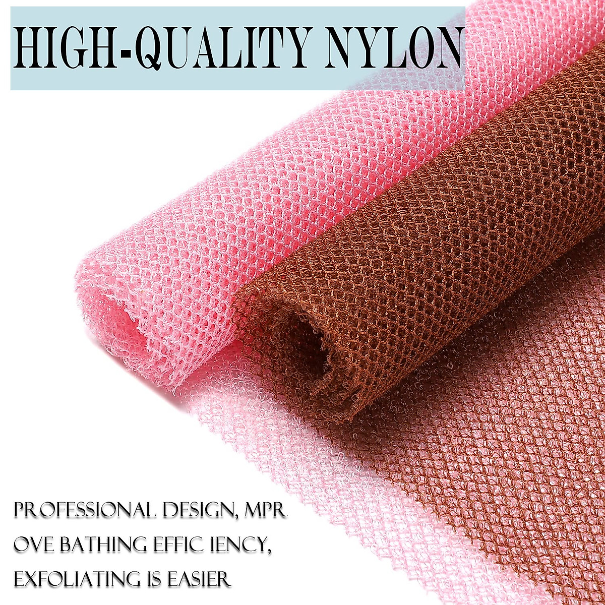 African Exfoliating Net,JASSINS African Sponge Net,Body Exfoliating Long Net Shower Body Scrubber Back Scrubber Skin Smoother (4 Pieces)