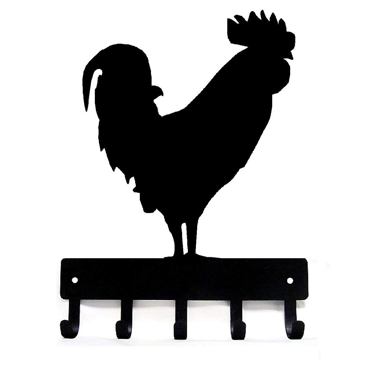 The Metal Peddler Rooster #02 Farm Key Rack - Small 6 inch Wide - Made in USA