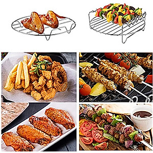 HSimple Air Fryer Rack XL Air Fryer Accessories Set Of 2, Double Layer Rack with Skewer, Stackable Metal Holder