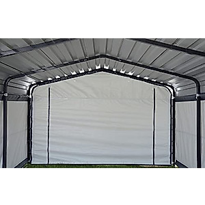 Arrow Sheds Amazon Exclusive 12' x 20' x 7' 29-Gauge Carport with Galvanized Steel Roof Panels and Enclosure Kit, Charcoal