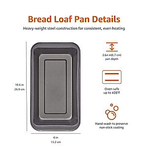 Amazon Basics Baking Bread Loaf Pan, 9.5 x 5 Inch, Set of 2