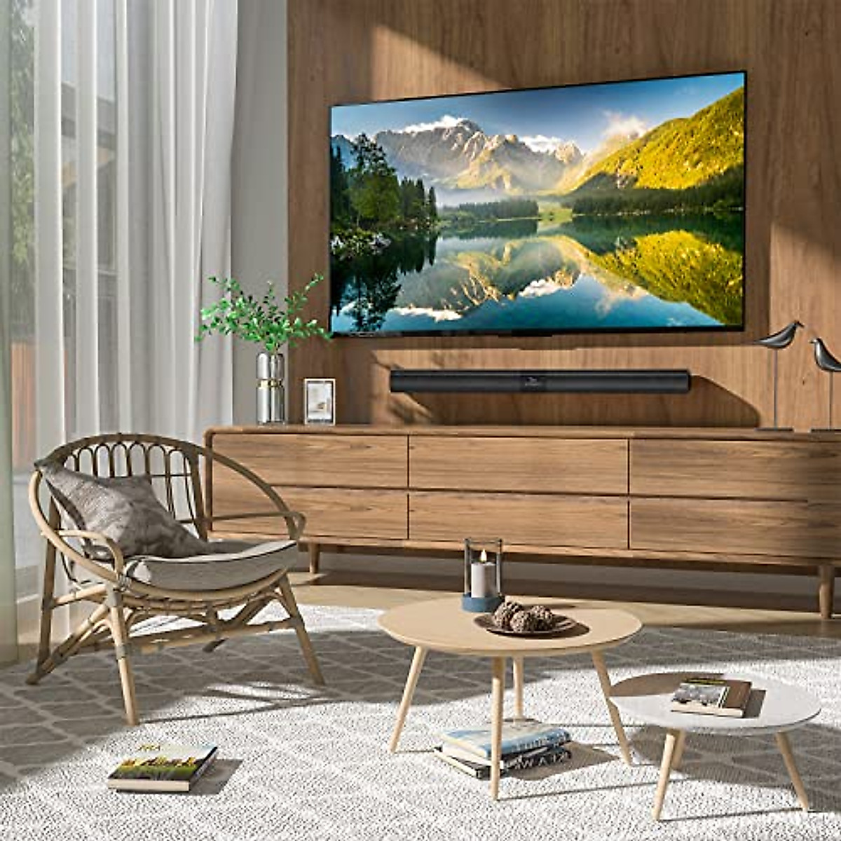 RIOWOIS Sound Bars for TV with Bluetooth and HDMI-ARC/Optical/AUX Connection, 31 Inches Immersive Surround Sound System with 4*Full-Range Speakers for TV/Home Theater/Projector, Wall Mountable.