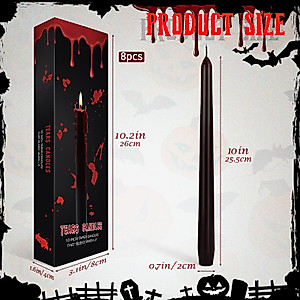 Set of 8 Halloween Bleeding Taper Candles 10 inch Black Taper Candles, Tears Taper Candles for Gothic Halloween Decoration