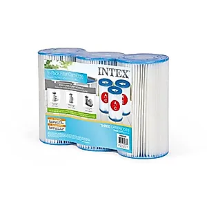 INTEX 29003E Type A Pool Filter Cartridge: For INTEX Filter Pumps – Easy-To-Clean – Dacron Paper – Efficient Filtration – Three Pack