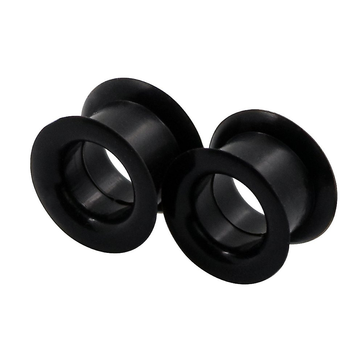 Oyaface 2PCS Black Hard Silicone Flexible Ear Skin Tunnels Expanders Gauges Hollow Sturdy Body Piercing 25mm(1")