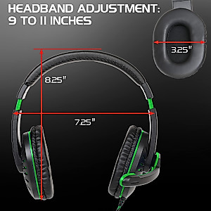 ENHANCE GX-H5 Gaming Headset with Microphone - Universal Gaming Headset for PS4, PS5, Xbox, PC, Switch with Adjustable Headband, Volume Controller, USB Sound-Isolating Earcups, Splitter Cable (Green)