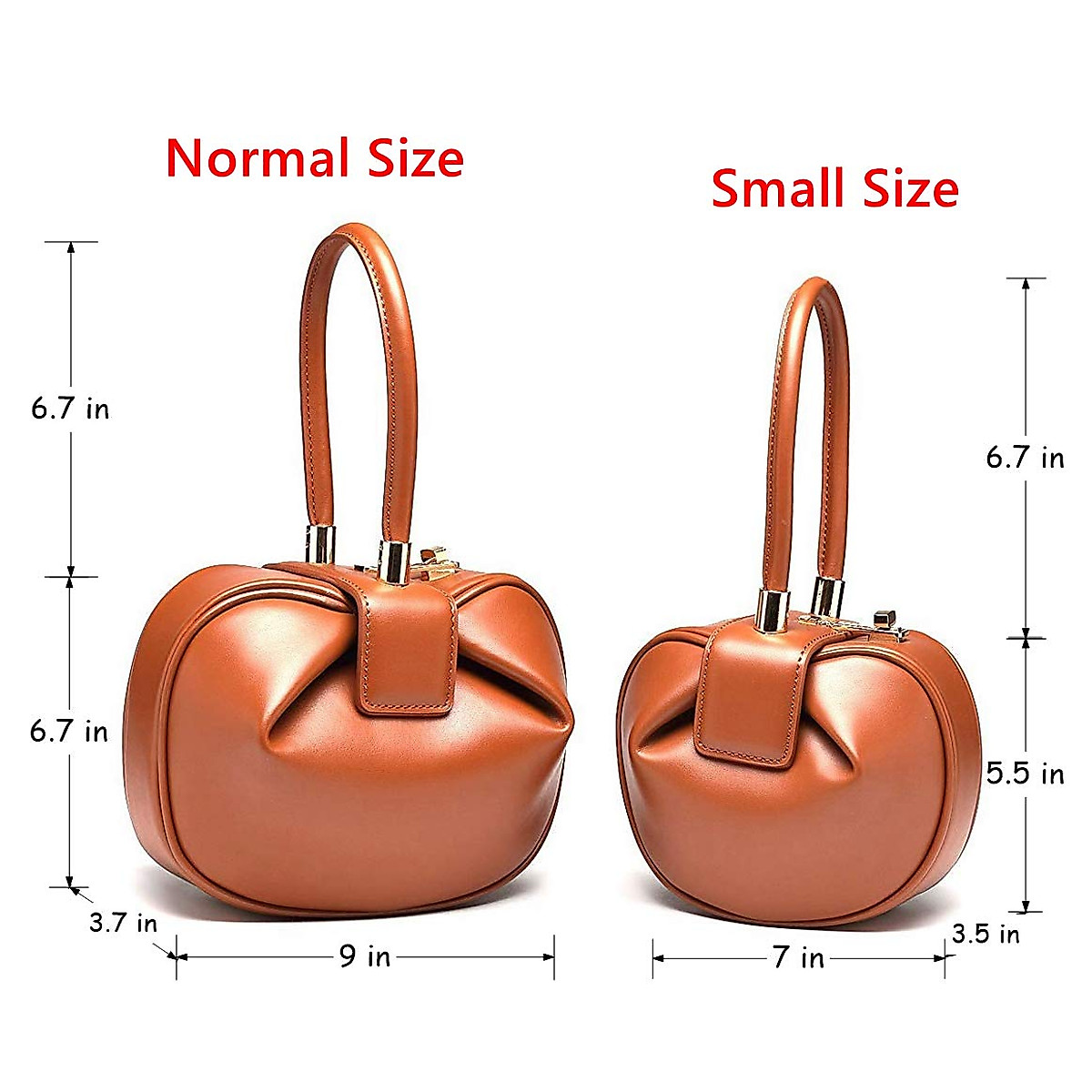 Mn&Sue Fashion Designer Women's Genuine Leather Top Handle Handbag Evening Bag Party Prom Wedding Purse (Normal, Brown)