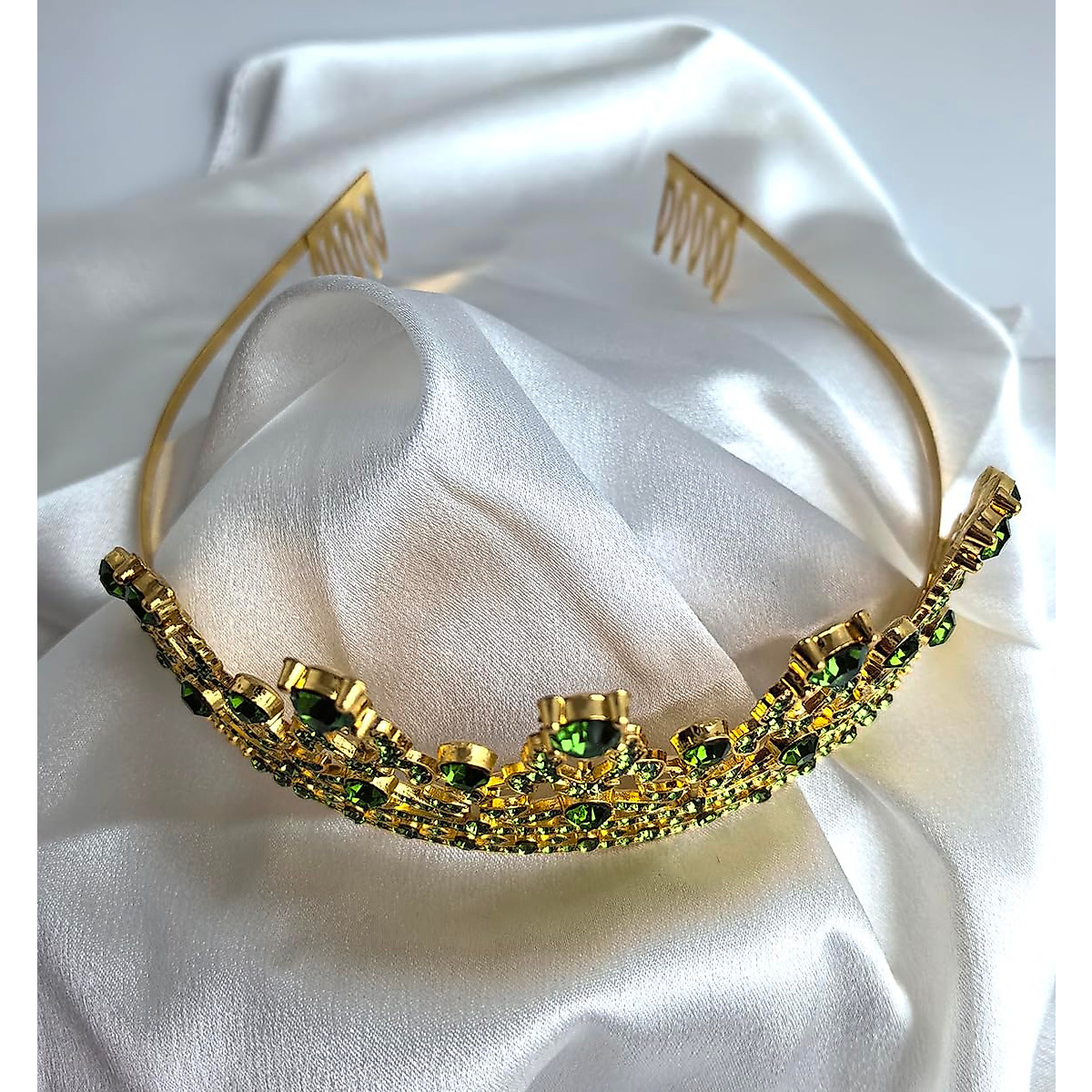 ALRBE TIN Tiara for Engagement Party, Bride to Be Sash and Crown Set for Women Girls Bridal Shower Decorations Green Crowns for Women Bachelorette Party