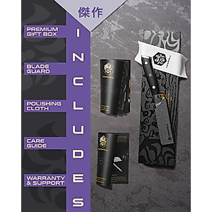 KESSAKU Paring Knife - 3.5 inch - Damascus Dynasty Series - Razor Sharp Kitchen Knife - Forged 67-Layer Japanese AUS-10V High Carbon Stainless Steel - G10 Garolite Handle with Blade Guard