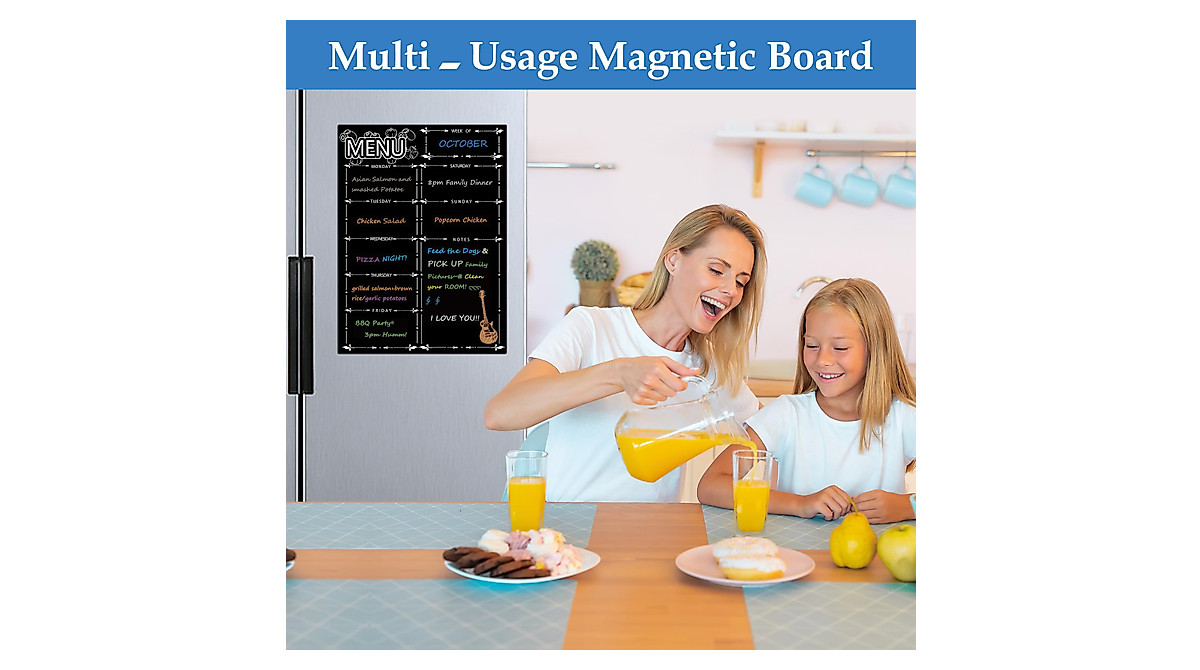 LiebHome Magnetic Weekly Menu Board & Dry Erase Calendar