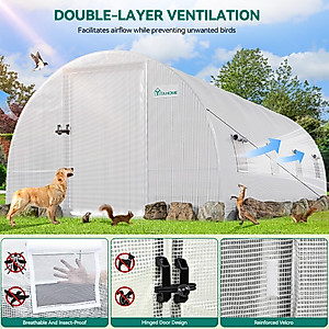 YITAHOME 20x10x7ft Greenhouse Extra Large Heavy Duty Large 2 Swing Doors Walk-in Greenhouses Tunnel Green Houses Outdoor 8 Windows Gardening Upgraded Galvanized Steel Garden, White