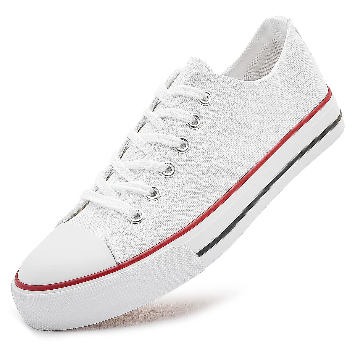 Adokoo Womens Canvas Shoes Casual Cute Sneakers Low Cut Lace up Fashion Comfortable for Walking（White,US11