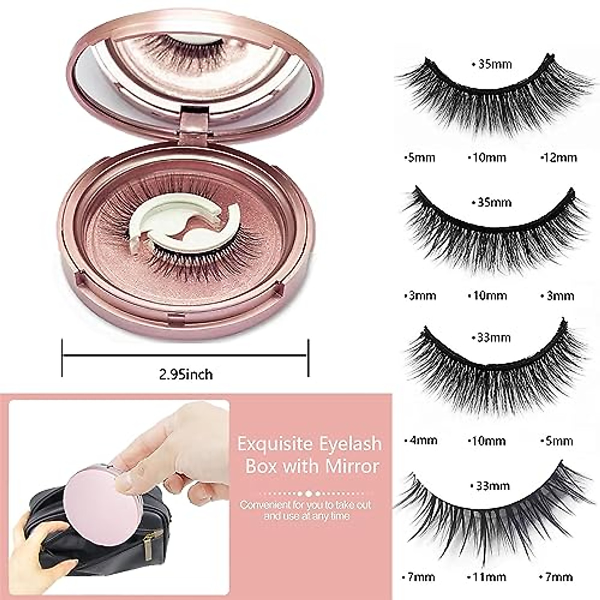 Self Adhesive Eyelashes, 4 Pairs False Eyelashes Natural Look,Reusable Adhesive Eyelashes,Self Adhesive Eyelashes Reusable Self Sticking,Waterproof No Glue Eyelashes, False Lashes for Women Gift