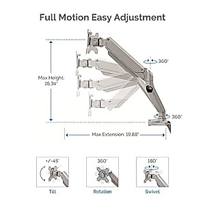Fellowes 8056401 Platinum Series Adjustable Computer Monitor Stand for Desk with Single Monitor Arm, 32 Inch Monitor Capacity