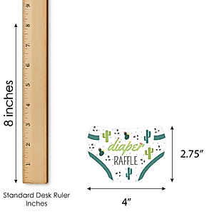 Big Dot of Happiness Prickly Cactus Party - Diaper Shaped Raffle Ticket Inserts - Fiesta Baby Shower Activities - Diaper Raffle Game - Set of 24
