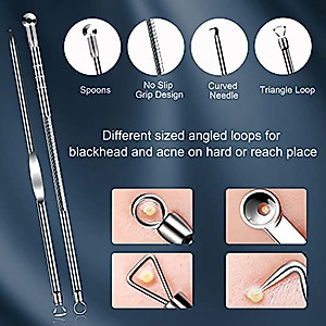 Blackhead Removal Tools, 4 Pcs Pimple Popper Tool Kit, Professional Stainless Pimples Comedone Extractor with Portable Case(Silver)
