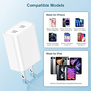 USB C Fast Charger Block,USB C Charging Block 2-Pack USB C 2in1 Dual Ports Plug Wall Charger, Fast Type C Charger for iPhone 15/15 Pro/15 Pro Max/15 Plus/14/13/12/11/Xs Max/XR/X,iPad