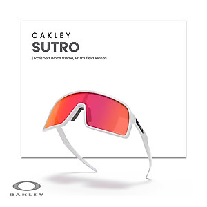 Oakley Sutro OO9406 OO940691 37MM Polished White/Prizm Sapphire Rectangular Sunglasses for Men + BUNDLE with Designer iWear Eyewear Kit