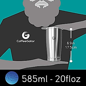 Coffee Gator Coffee Travel Mug - 20 oz Stainless-Steel, Vacuum Insulated Tea and Coffee Tumbler for Women and Men with Leakproof Lid & Paperless Dripper, Silver