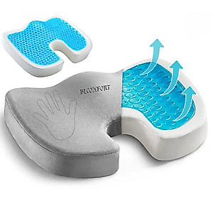 BLCOMFORT Gel Enhanced Seat Cushion for Desk Chair – Premium Gel Memory Foam Office Chair Cushion, Car Seat Cushion for Driving, Gaming – Chair Cushions for Back & Sciatica Pain Relief (Grey)