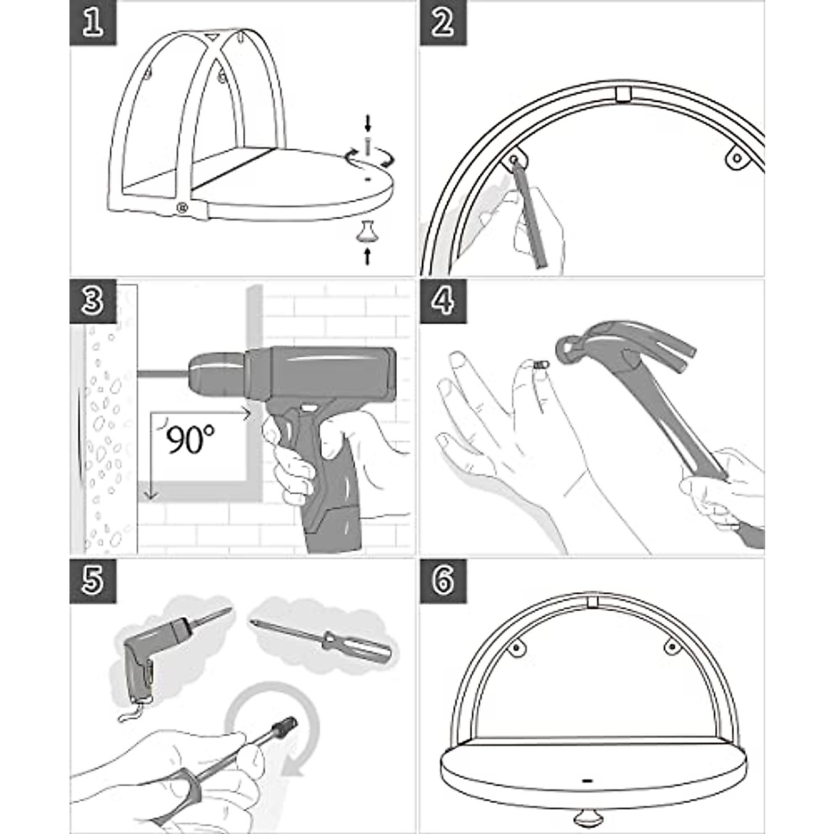 Petrala White Nightstand, Mini Simple Floating Nightstand Modern Minimalist Wall Mount Shelf for Bedroom Decor Sturdy Small Storage Rack Foldable Bedside Table for Bedroom Living Room Study Room