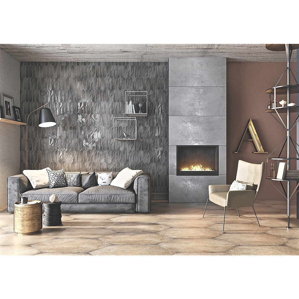 3x12 Modena Collection Smoky Gray Glazed Italian Ceramic Tile Backsplash Wall Bath