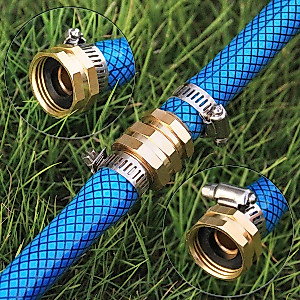 Lifynste Garden Hose Repair Connector with Clamps, Male and Female Garden Hose Fitting, 3 Set