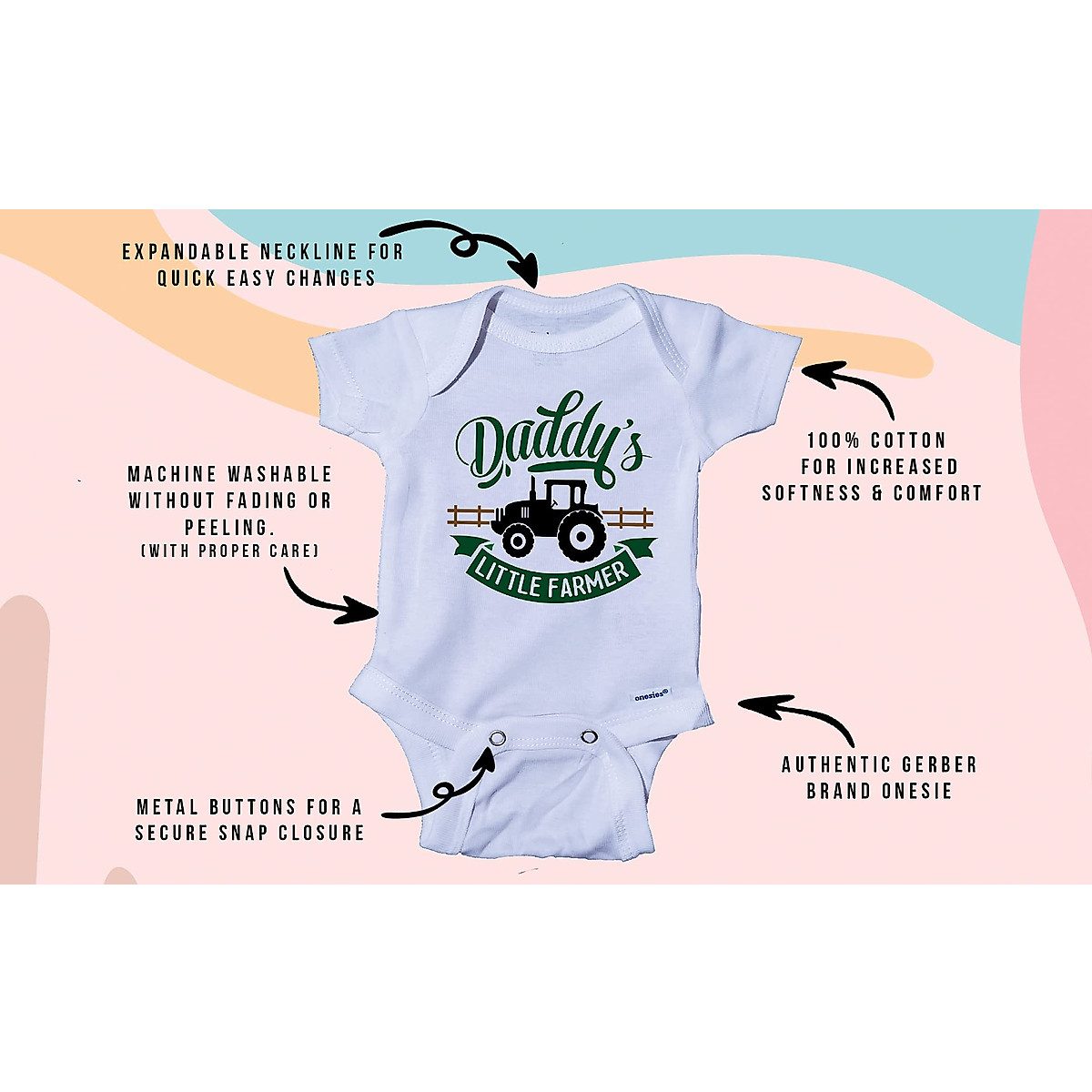 Ink Trendz® Daddy's Little Farmer Farming Tractor Infant Onesie® Bodysuit (3-6 Months) White