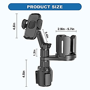 Cup Holder Phone Mount 2 in 1,Phone Holder Mount Cup Adjustable Base for iPhone 13/14 Samsung All 4-6" Phone Compatible with Yeti 20/26/30 Oz,Hydro Flasks 32/40 Oz,Camelbak 32/40 Oz and Bottles Mugs