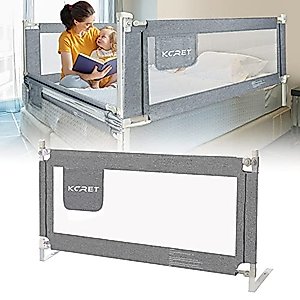 KCRET Bed Rail for Toddlers,Upgraded Infants Safety Bed Guardrail with Breathable Fabric for Twin, Double, Full-Size Queen & King Mattress (78.7“×30”, Gray)