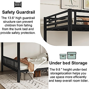 Mirightone Queen Over Queen Bunk Beds for Adults, Metal Bunk Bed Queen Size,Heavy-Duty Bunk Bed Frame with Ladder and Slats Support for Boys Girls,Space-Saving,Noise Reduced,Black