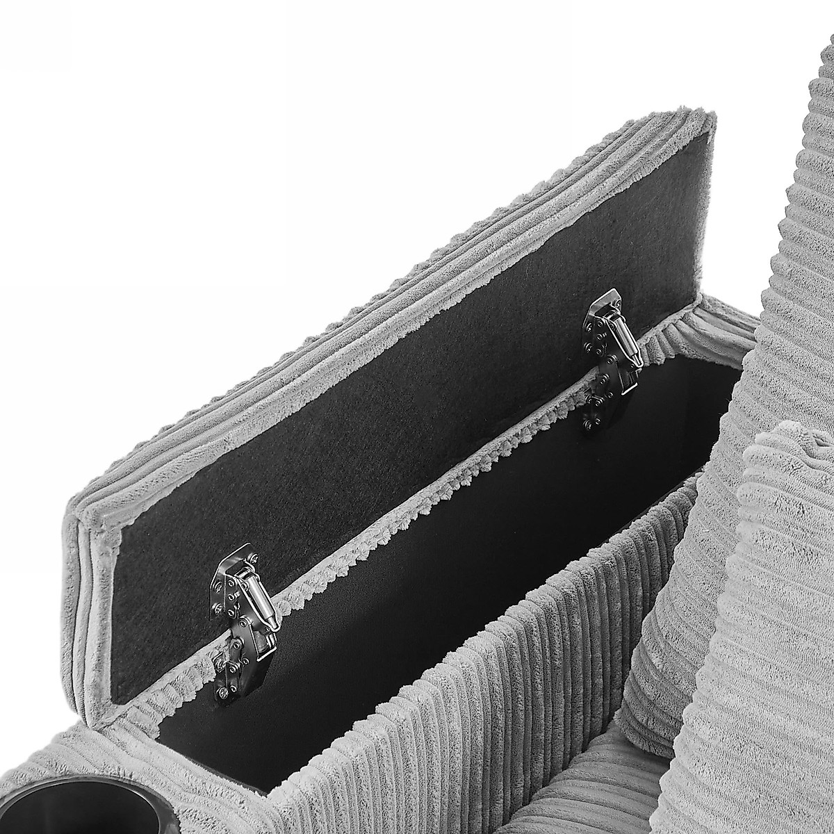 72.8" Corduroy Loveseat Sofa with Ottoman, Two USB Ports & Cup Holders, Small Couch with A Phone Holder for Living Room Bedroom Office Gray