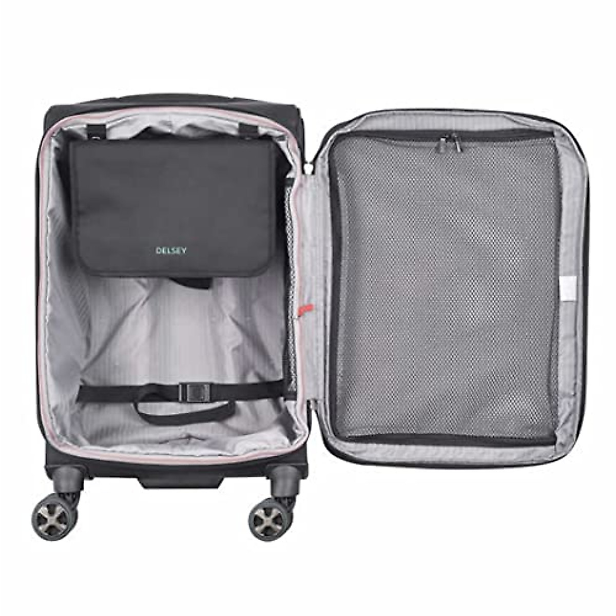 DELSEY Paris Softside Expandable Luggage with Spinner Wheels, Black. Large and Carry-On.