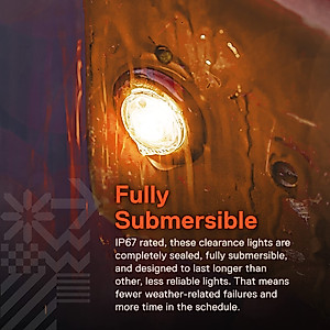 TRUE MODS 10pc 3/4" Inch Round Amber Trailer 12V LED Marker Light [3 Wire/DRL & Turn Signal] [DOT FMVSS 108] [SAE P2PC] [Semi-Spherical Output] [IP67 Waterproof] Small Marker Lights for Trailer Truck
