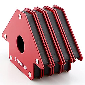 Spurtar Welding Magnets, 50lbs 4Pcs Welding Magnets and Clamps Heavy Duty Arc Welding Holder Square 45°, 90°, 135° Strong Welding Accessories and Tools