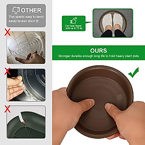 Plant Saucer 10 12 14 16 Inch Heavy Duty Sturdy Drip Trays Durable Plastic Plant Saucer Tray Set - Indoor and Outdoor Use, Pack of 3(14" - 3 Pack)