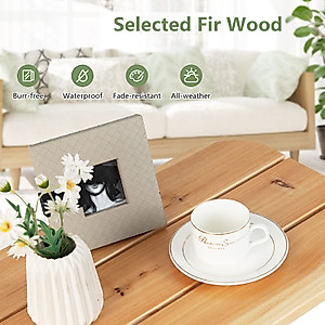 Giantex Outdoor Rocking Chair Set, Front Wooden Rocking Chair, Fir Wood Porch Rocker with Foldable Side Table, Patio Rocker Bistro Set for Backyard, Garden, Poolside, Balcony (1, Natural)