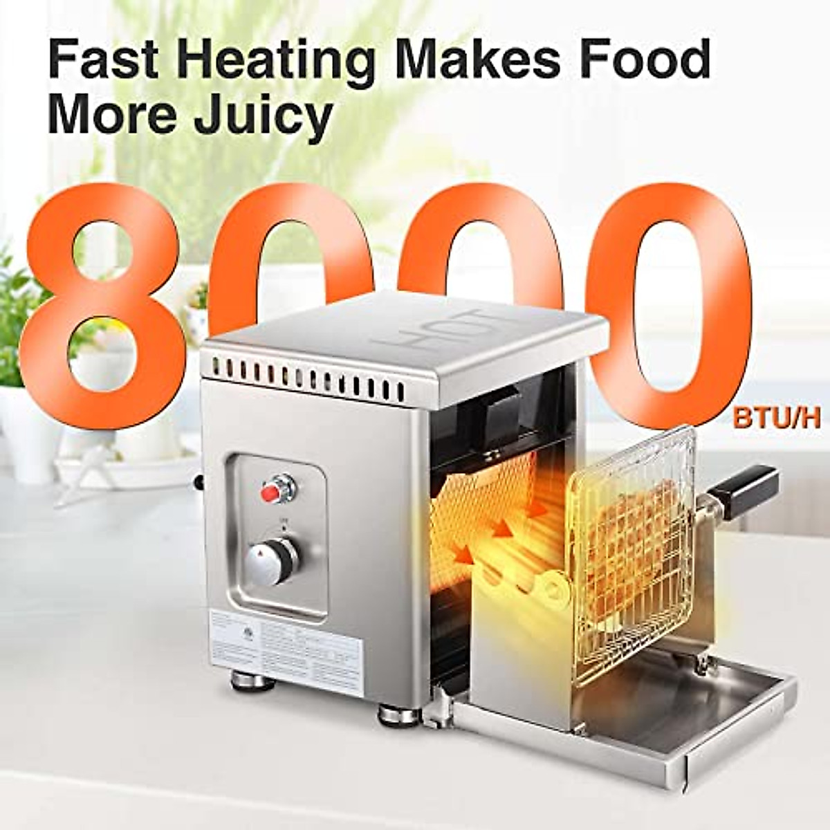 Portable Propane Camping Gas Grill, BBQ grill, 360°Mesh Wave, 8000 BTU small propane Grill with Non-Smoke Burner, Stainless Barbecue grill, Steak Grill with Temperature Probe Better for Indoor & Outdoor Use