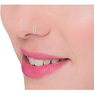 PeenZone Nose Pin Stud 925 Sterling Silver Round Shape White Cubic Zirconia Studded Prong Hypoallergenic Jewelry for Women